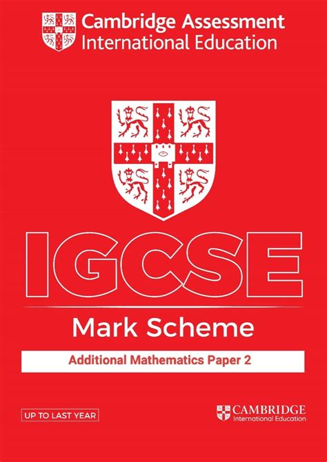 Cambridge Igcse Additional Mathematics Paper 2 Mark Scheme Question
