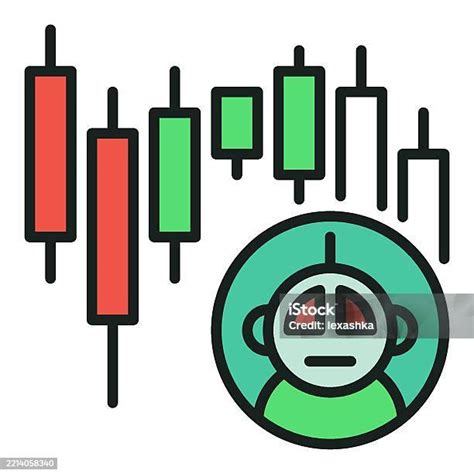 Candlestick Chart And Trading Bot Vector Colored Icon Or Logo Element Stock Illustration