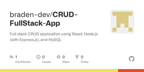 Github Braden Devcrud Fullstack App Full Stack Crud Application Using React Nodejs With