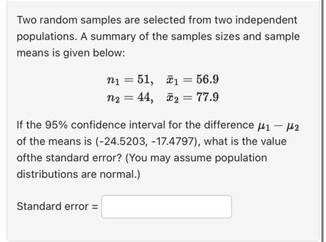 solved two random samples are selected from two independent