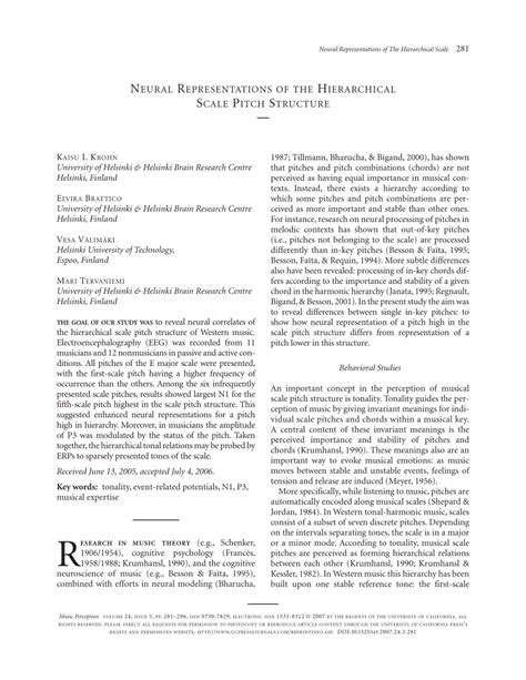Pdf Neural Representations Of The Hierarchical Scale Pitch Structure