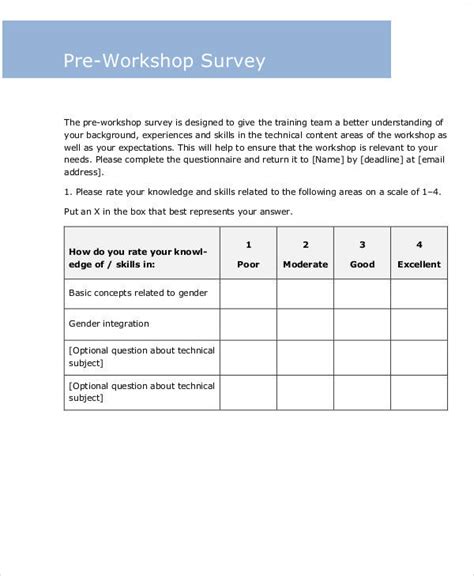 Workshop Survey Questions
