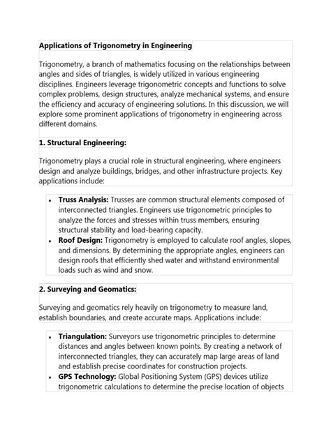 Applications Of Trigonometry In Engineering Pdf Trigonometry Surveying