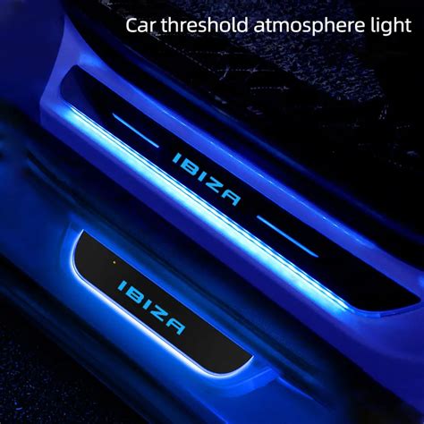 아크릴 Usb 전원 이동 Led 웰컴 페달 자동차 스커프 플레이트 페달 도어 씰 경로 조명 좌석 이비자 Fr 자동차 액세서리