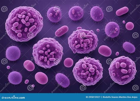 Realistic Microscopic View Of Purple Cocci Stock Illustration Illustration Of Invaders