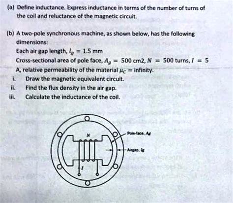 SOLVED: a) Define inductance.Express inductance in terms of the number of turns of the coil and ...