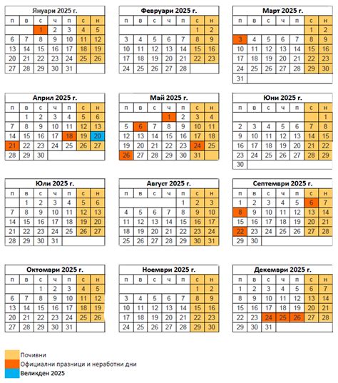 Портал Трудова медицина Работни дни официални празници почивни и неработни дни за 2025 г