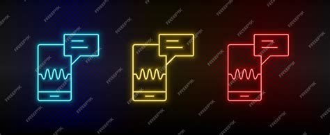 Premium Vector Neon Icons Reply Mobile Signal Set Of Red Blue Yellow Neon Vector Icon On