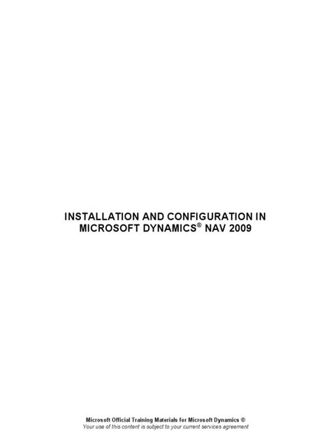Installation And Configuration In Microsoft Dynamics Nav 2009 Pdf