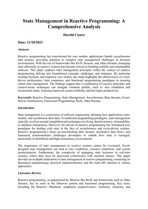 Pdf State Management In Reactive Programming A Comprehensive Analysis