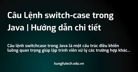 Câu Lệnh Switch Case Trong Java Hướng Dẫn Chi Tiết