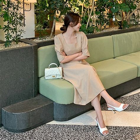 핫핑 하객룩 Made Lovb L 981 스퀘어넥 퍼프롱원피스44~100 여름 여름원피스 하객룩 모임룩 격식룩 데이트룩 모임룩 빅사이즈원피스