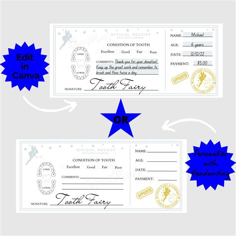 Tooth Fairy Receipt And Envelope Printable Editable Tooth Fairy Note