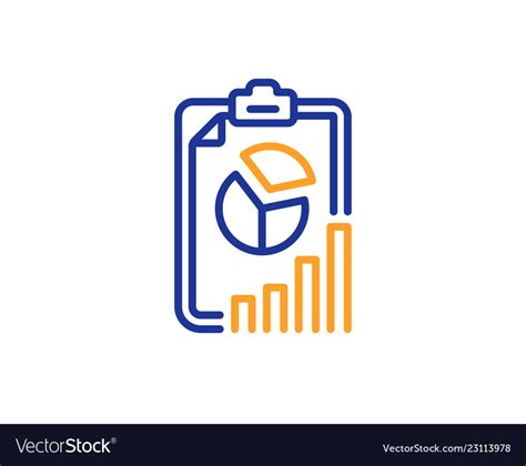 Report Line Icon Column Graph Pie Chart Sign Vector Image