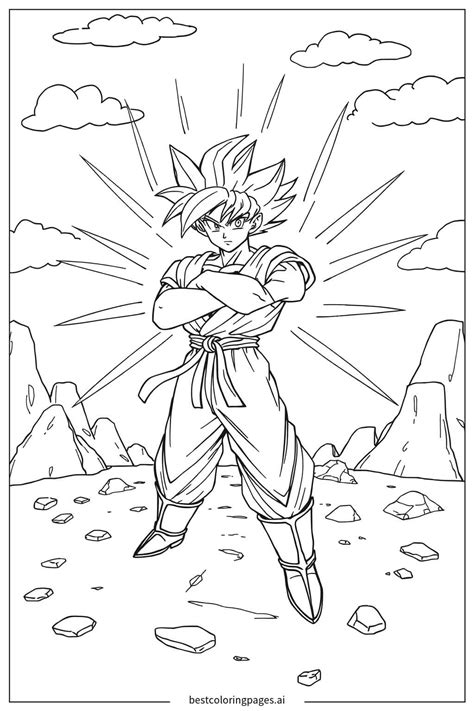 Goku Preparing To Launch A Kamehameha Coloring Page Free Printable Bestcoloringpages Ai