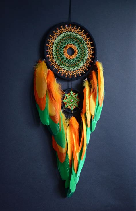 Large Orange Green Dream Catcher With Crystal Beads By Sale Midnight