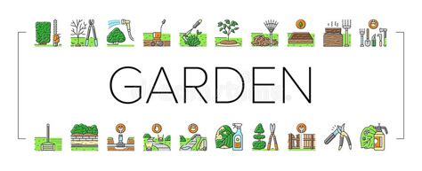 Garden Maintenance Mulching Icons Set Vector Stock Illustration Illustration Of Cleanup