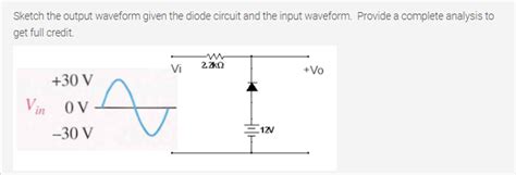 Solved Sketch The Output Waveform Given The Diode Circuit
