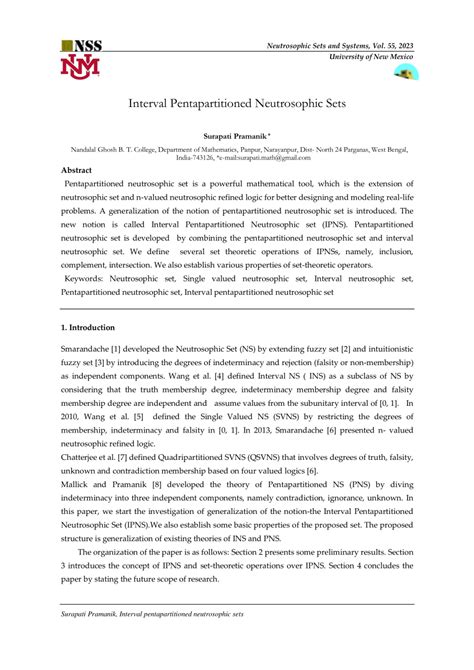 Pdf Interval Pentapartitioned Neutrosophic Sets