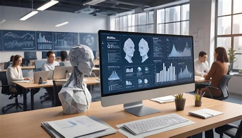 Futuristic Workspaces With Ai Integration Management And Automation Robots And Holograms