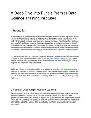 A Deep Dive Into Pune S Premier Data Science Training Institutes Docx