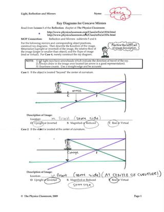 Ray Diagram Practice Packet Key PDF