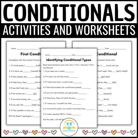 Complete Conditionals Practice Worksheets Zero First Second Third