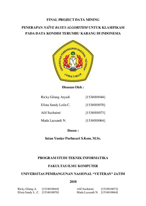 Doc Final Project Data Mining Penerapan NaÏve Bayes Algorithm Untuk