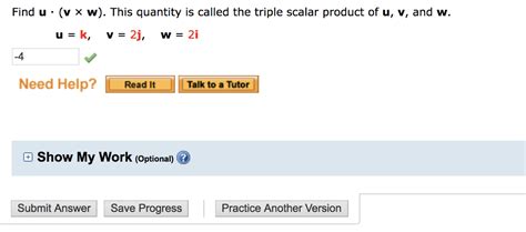Solved Find U· V × W This Quantity Is Called The Triple
