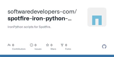 Github Softwaredevelopers Comspotfire Iron Python Scripts Ironpython Scripts For Spotfire