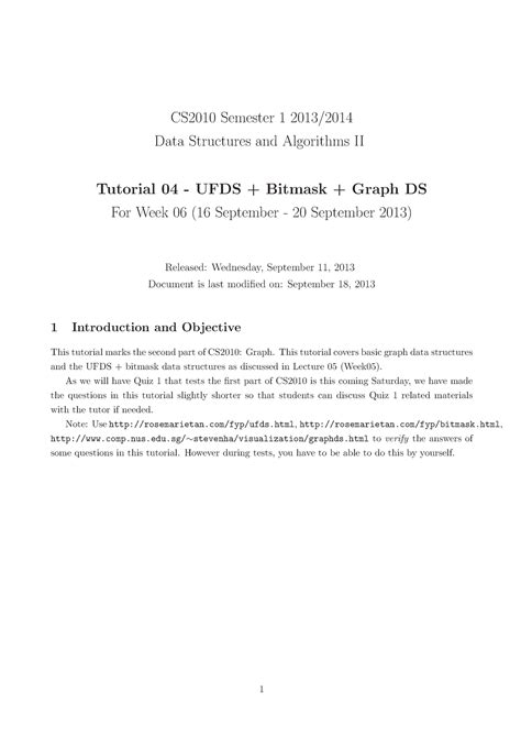Algorithm Tutorial 4 Answers Cs2010 Semester 1 2013 Data Structures