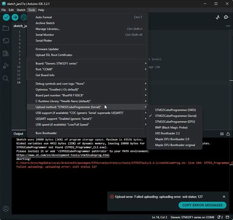 Unable To Connect Stm In Arduino Ide Using Bootloader Uploading Arduino Forum