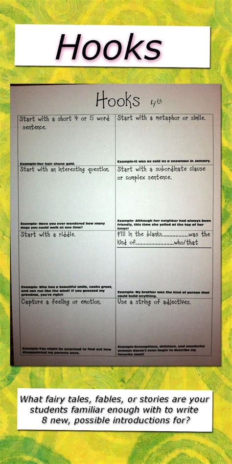 hook ideas for writing