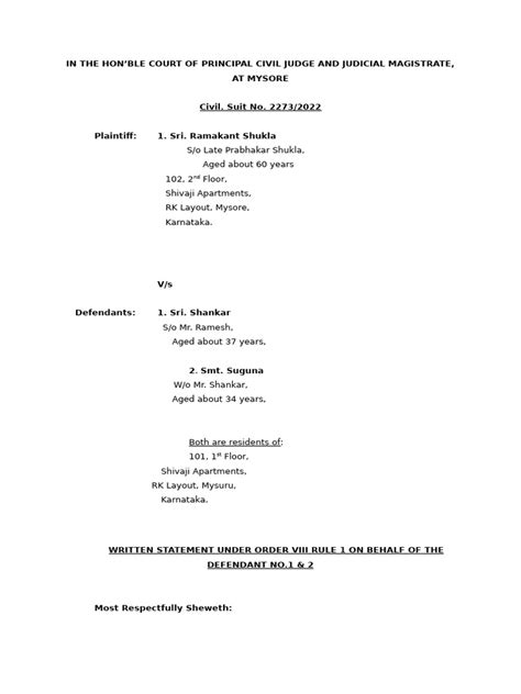 Written Statement Cpc Pdf Lawsuit Eviction