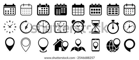 Date Time Address Icon Set Web Stock Vector Royalty Free 2546688257 Shutterstock
