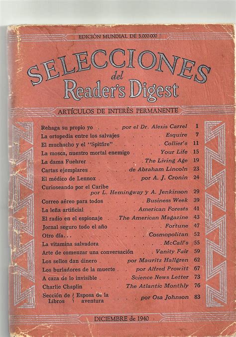 Selecciones Del Readers Digest Tomo 1 No 1 De 1940 Acordes De