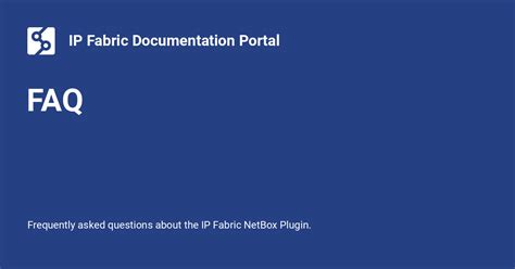 Faq Ip Fabric Documentation Portal