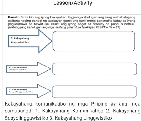 Lesson Activity Panuto Subukin Ang Iyong StudyX