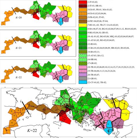 Bayesian Clustering Coloured Polygons Of European Black Pine