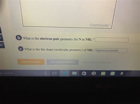 Solved What Is The Electron Pair Geometry For N In Nh3