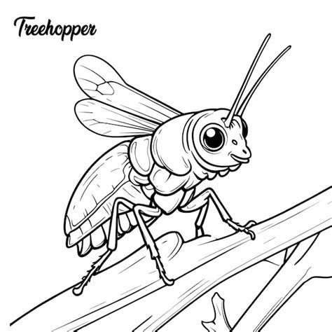Treehopper Coloring Page And Outline Vector Design Premium Ai Generated Vector