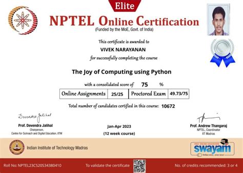 Pythonprogramming Nptel Joyofcomputing Certification