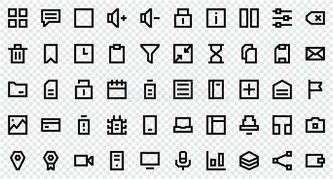 User Interface Set Set Line Outline Icons User Interface Symbols