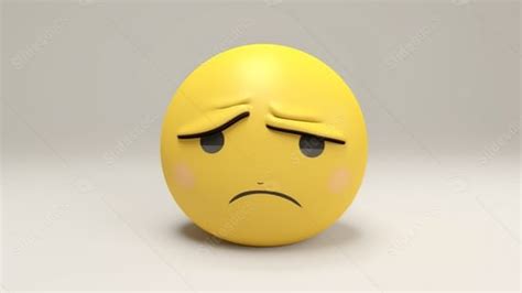 Sad Emoticon In 3d On A White Powerpoint Background For Free Download
