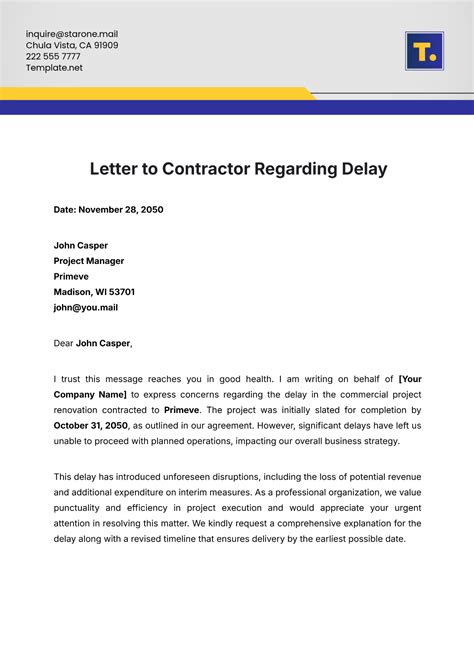 Free Letter To Contractor For Delay Template To Edit Online