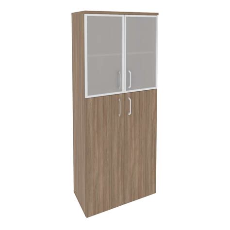 O St 1 7r Шкаф высокий широкий 2 средних фасада ЛДСП 2 низких фасада стекло в раме Onix