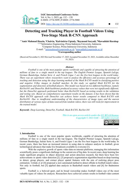 Pdf Detecting And Tracking Player In Football Videos Using Two Stage Mask R Cnn Approach