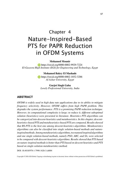 Pdf Nature Inspired Based Pts For Papr Reduction In Ofdm Systems