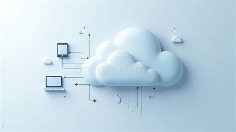 Modern Cloud Computing Concept With Devices Connected To A Stylized