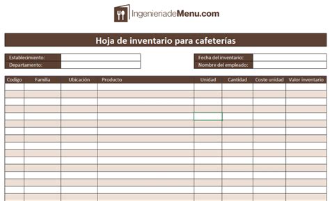 Cómo Hacer El Inventario Para Una Cafetería Plantilla Gratis